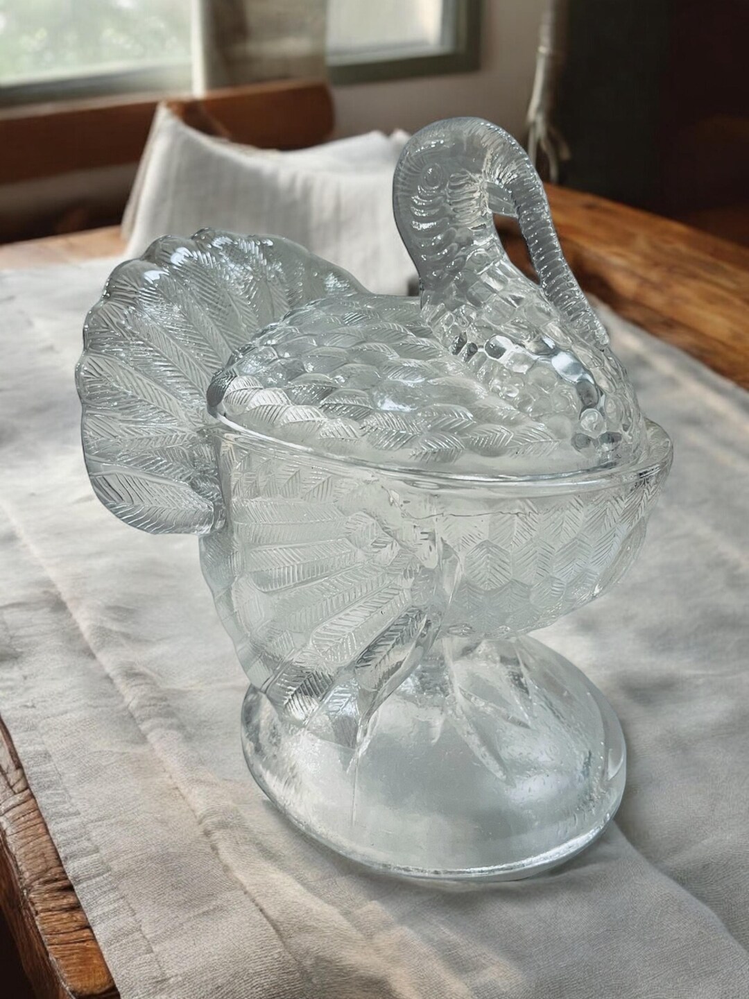 Vintage Glass LE Smith Turkey 2 Piece Candy/trinket Dish - Etsy