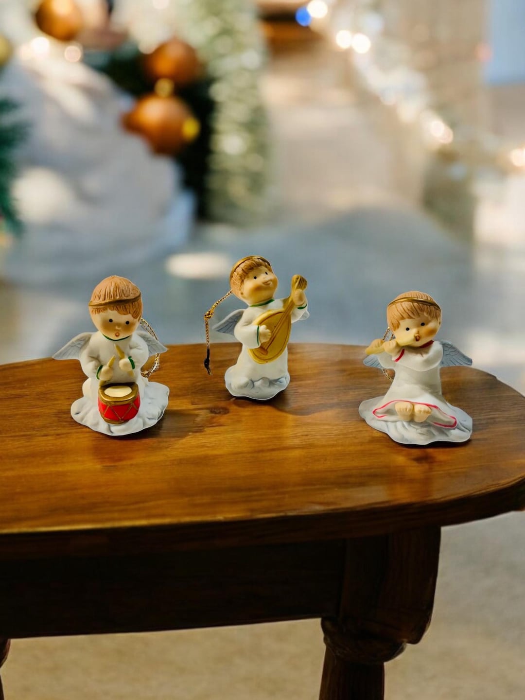 Vintage 3 Piece Angel Babies Sitting on Cloud Playing Instrument ...