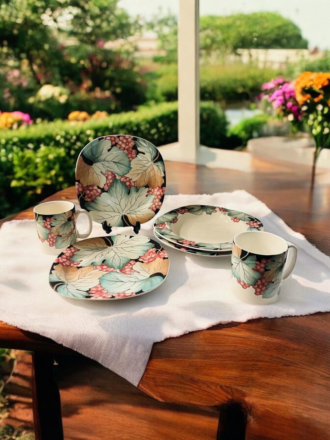 Vintage Ranmaru Vineyard 3418 Stoneware Dishes 8 Piece Lot - Etsy