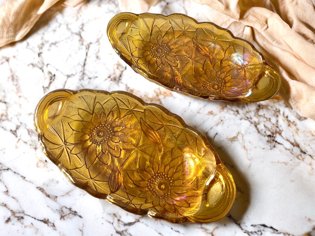 Vintage Indiana Marigold Carnival Set of 2 Sunflower Dish/bowl - Etsy