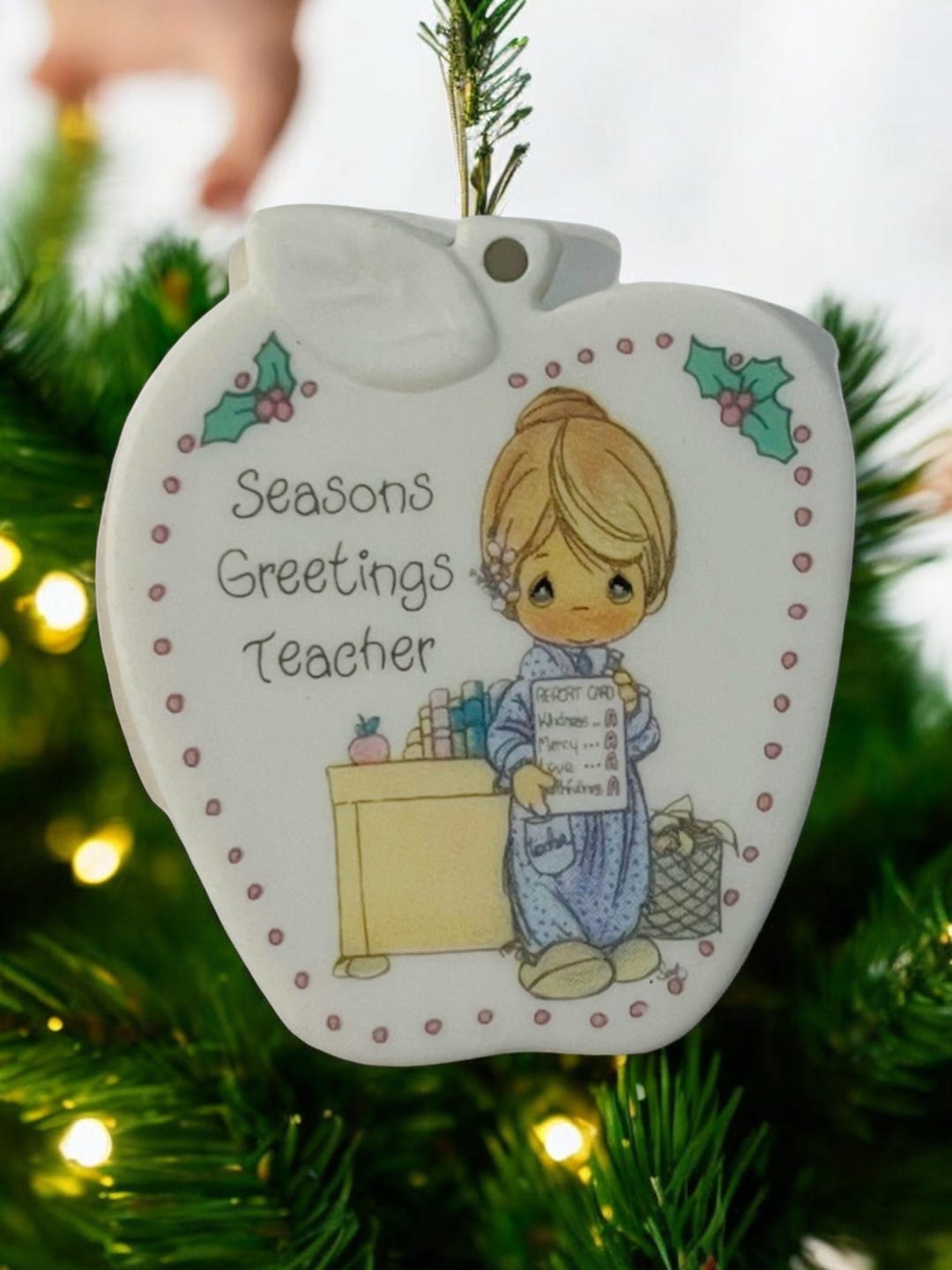 Vintage 1993 Precious Moments Teacher Apple Porcelain Ornament - Etsy
