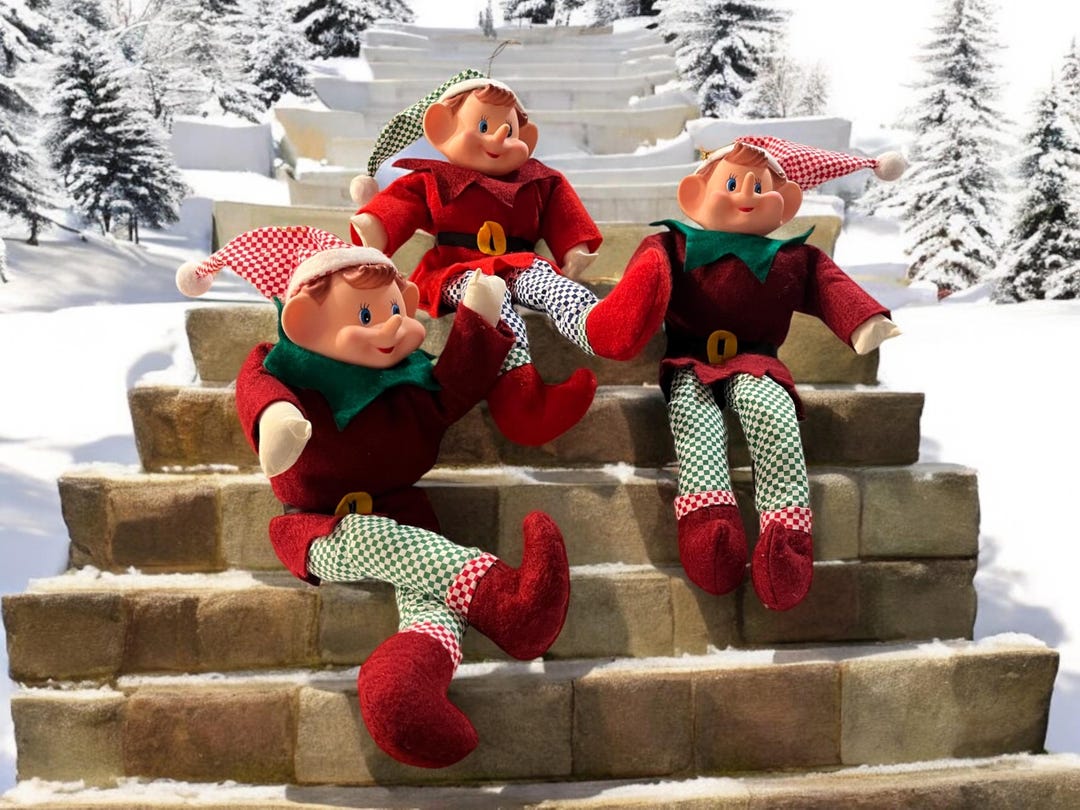 Vintage Set of 3 Bendable Christmas Elves 16” - Etsy