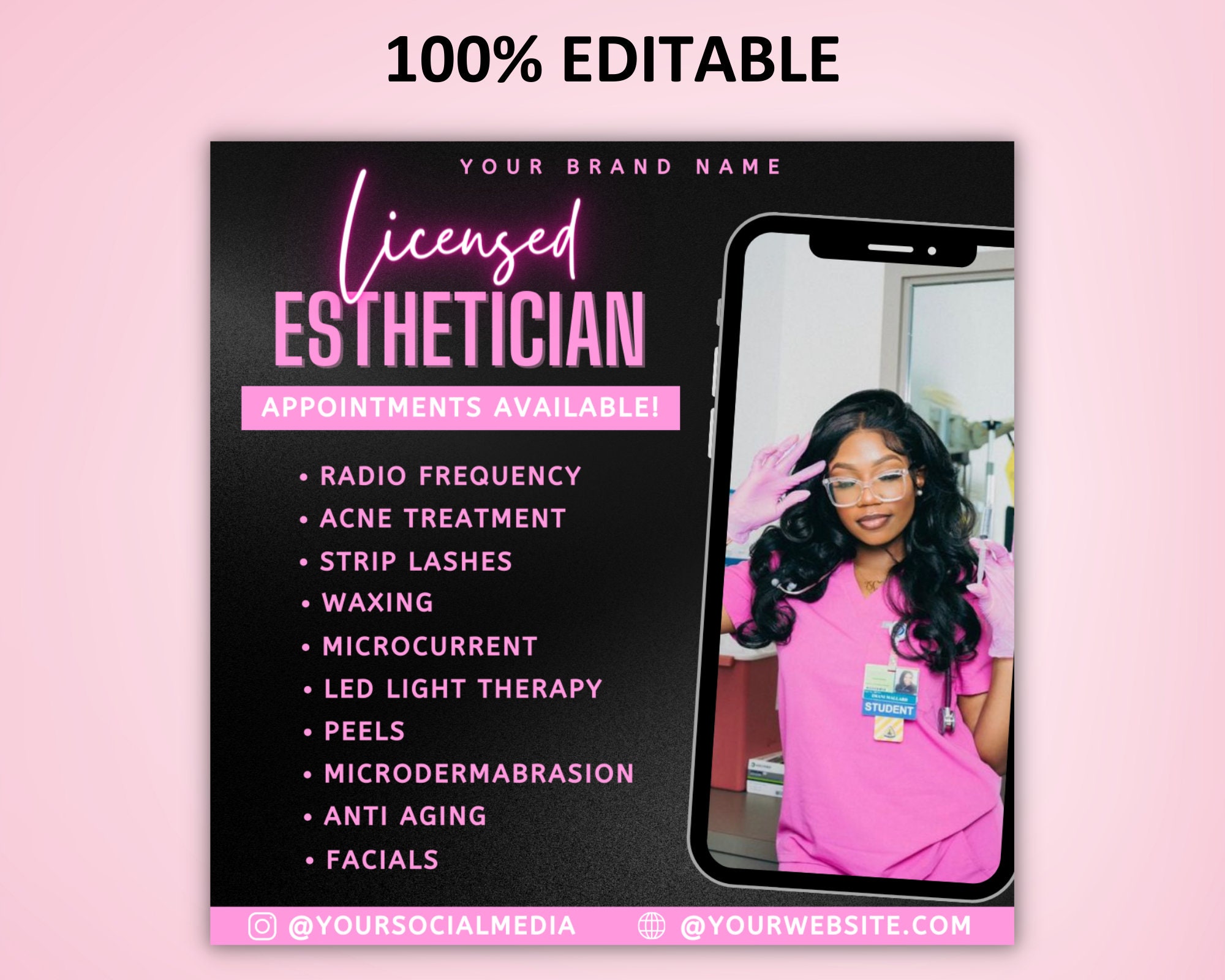 Licensed Esthetician Flyer, Skin Care Services Flyer, Beauty Facial ...