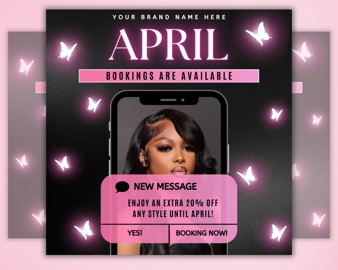 April Booking Flyer, Spring Booking Flyer, April Book Now Appointments ...