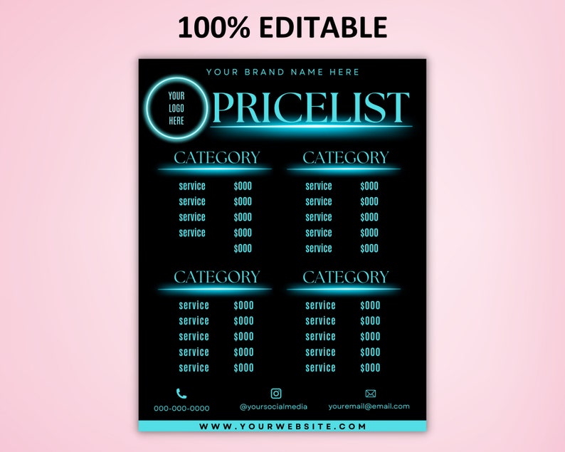 Price List Template, Price Sheet, Pricelist Flyer, Pricing Guide Sheet ...