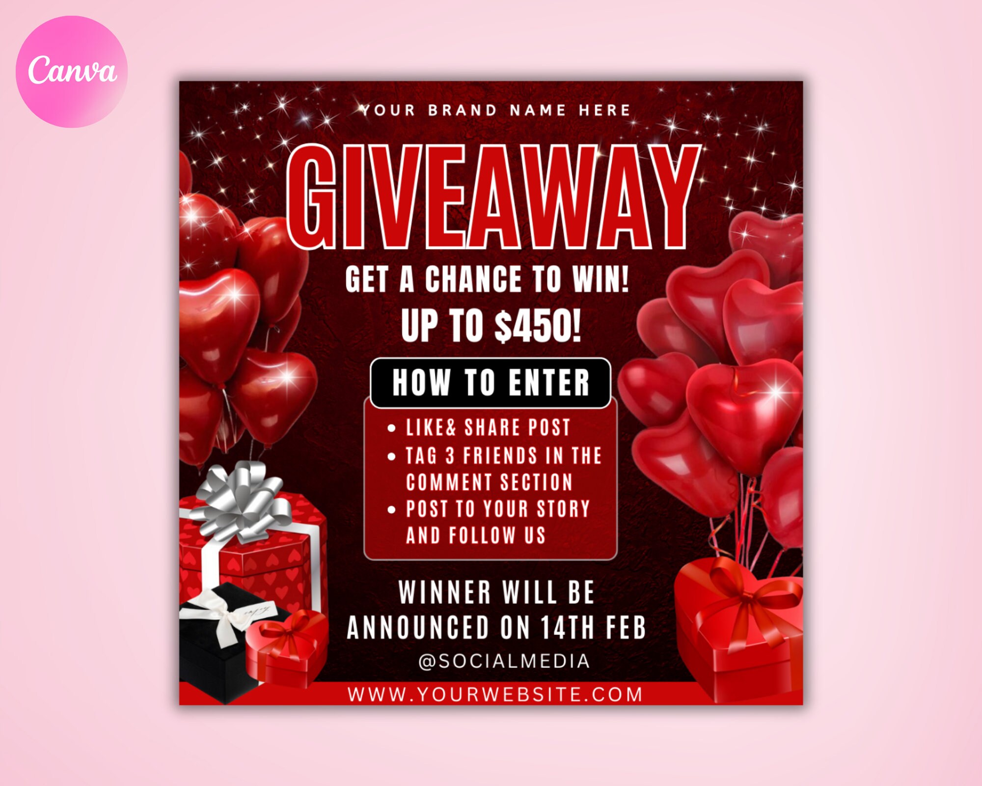 Valentine's Day Giveaway Flyer, February Booking Flyer, Giveaway Flyer ...