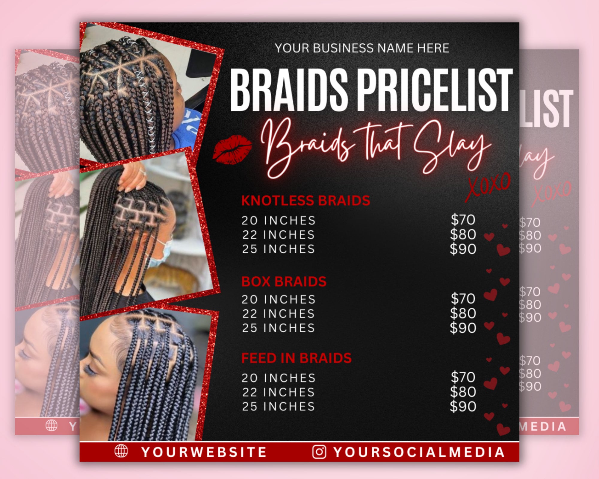 Braids Price List Flyer Template, Price Sheet, Pricelist Flyer, Pricing ...