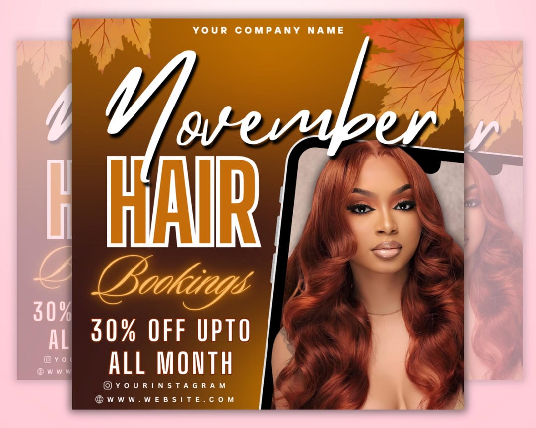 November Hair Flyer, Fall Hair Special Flyer, Hair Stylist Flyer, Hair ...
