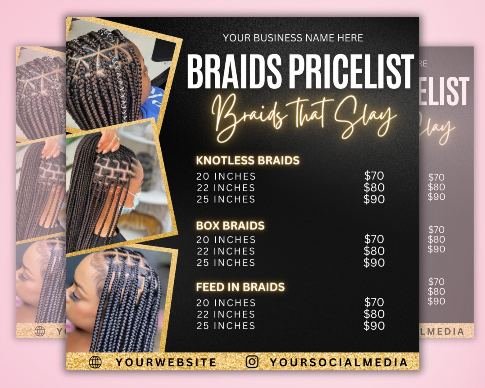 Braids Price List Flyer Template, Price Sheet, Pricelist Flyer, Pricing ...