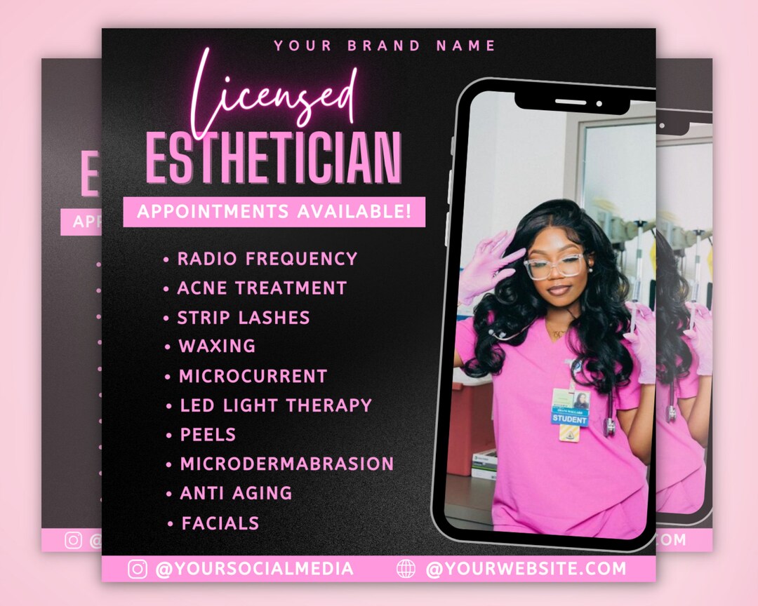 Licensed Esthetician Flyer, Skin Care Services Flyer, Beauty Facial ...