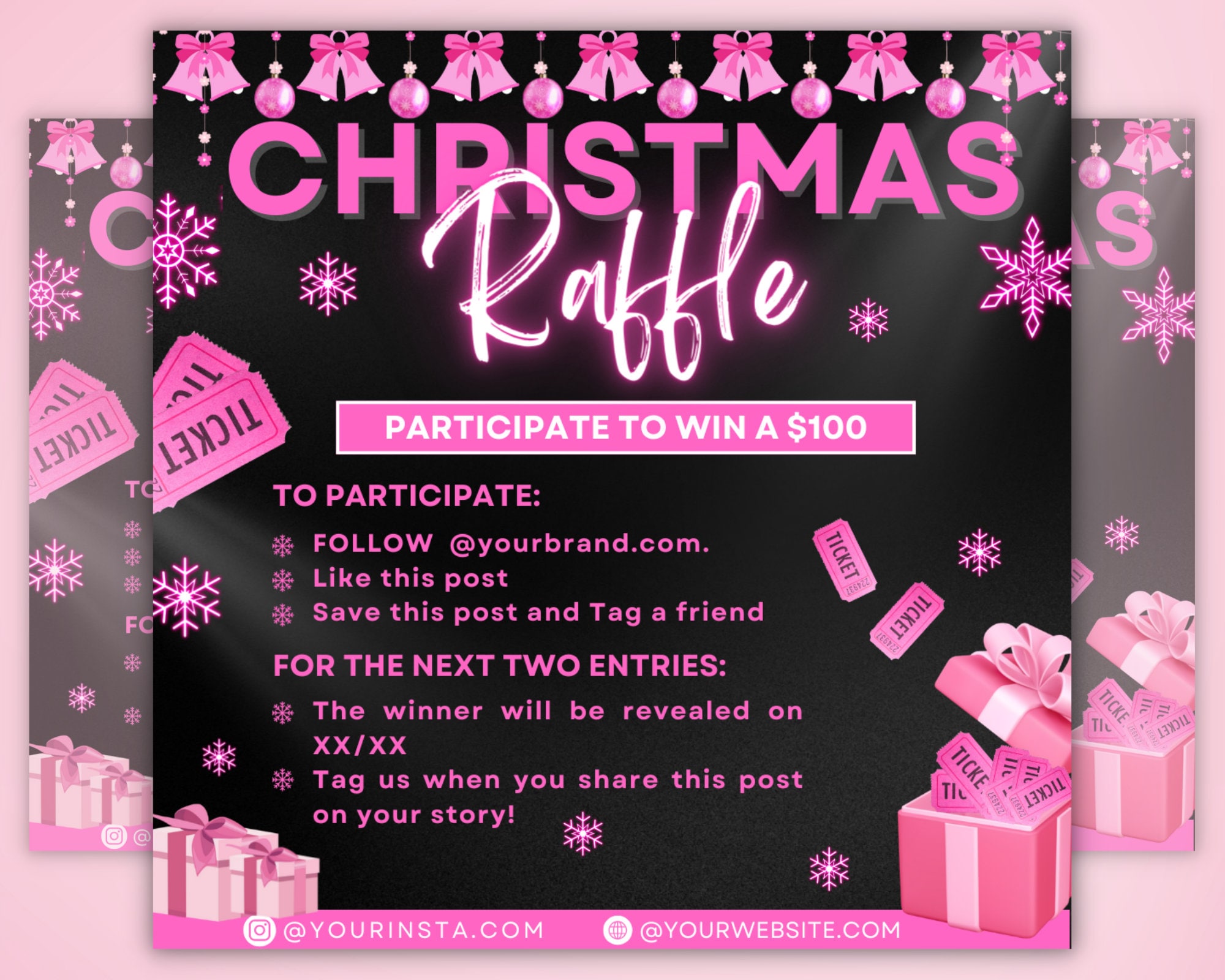 Christmas Raffle Flyer, Christmas Giveaway Flyer, Holiday Flyer ...