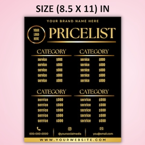 Price List Template, Price Sheet, Pricelist Flyer, Pricing Guide Sheet ...