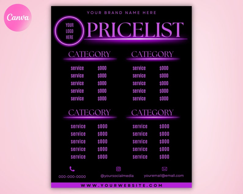 Price List Template, Price Sheet, Pricelist Flyer, Pricing Guide Sheet ...