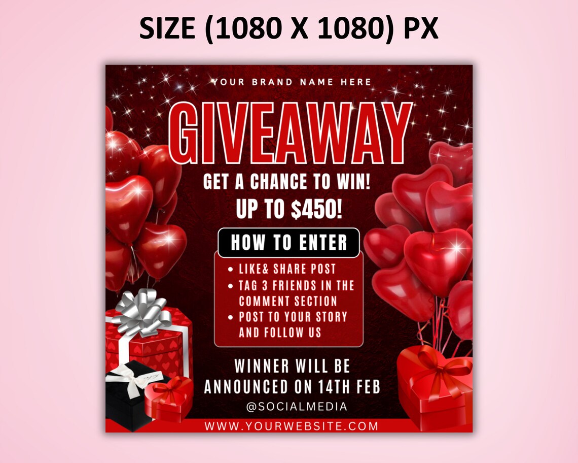 Valentine's Day Giveaway Flyer, February Booking Flyer, Giveaway Flyer ...