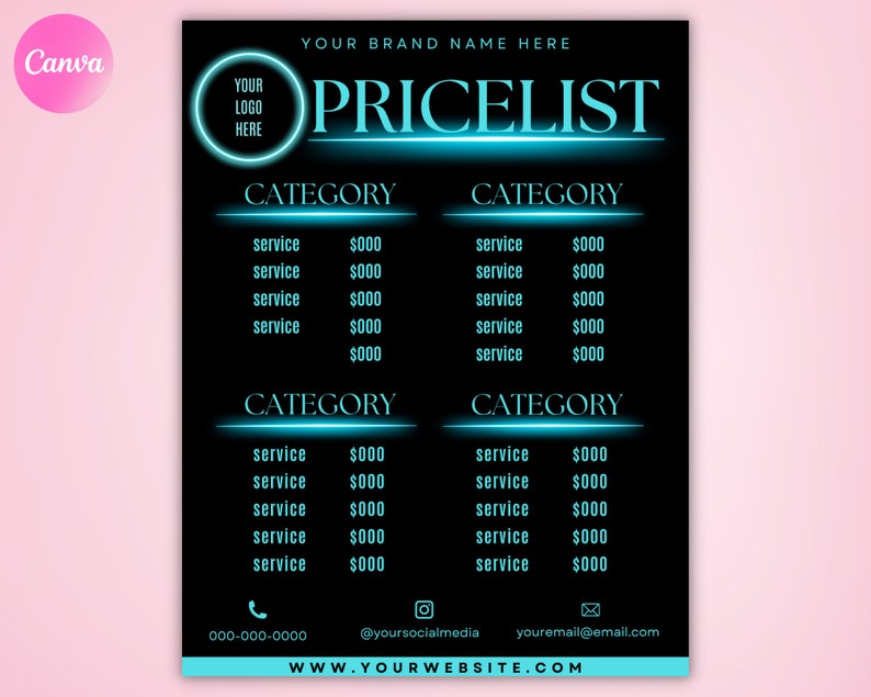 Price List Template, Price Sheet, Pricelist Flyer, Pricing Guide Sheet ...