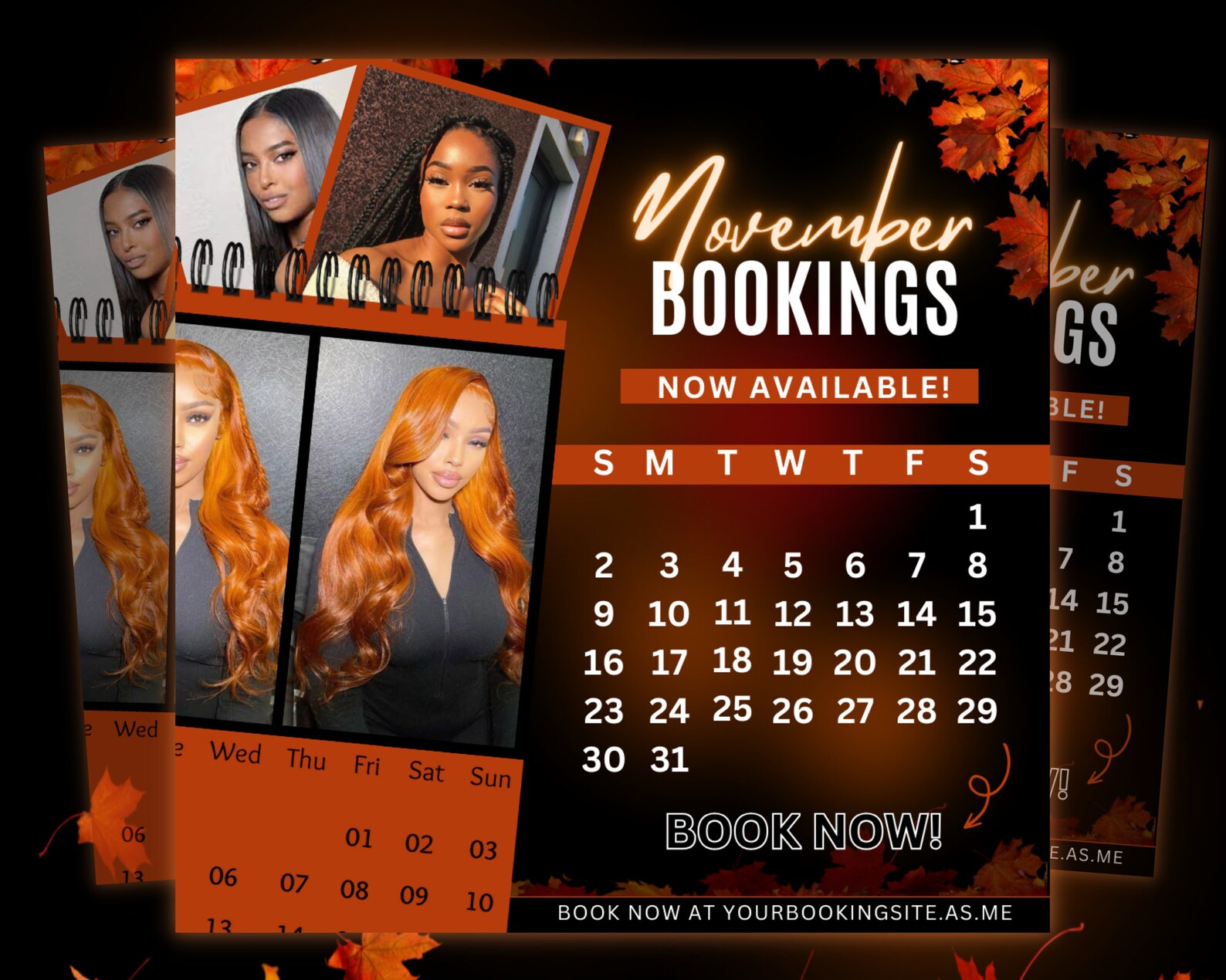 November Bookings Flyer, Book Now Appointments Available Flyer, Fall ...