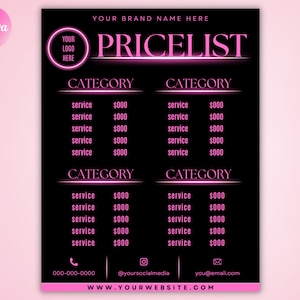 Price List Template, Price Sheet, Pricelist Flyer, Pricing Guide Sheet ...
