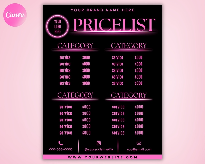 Price List Template, Price Sheet, Pricelist Flyer, Pricing Guide Sheet ...
