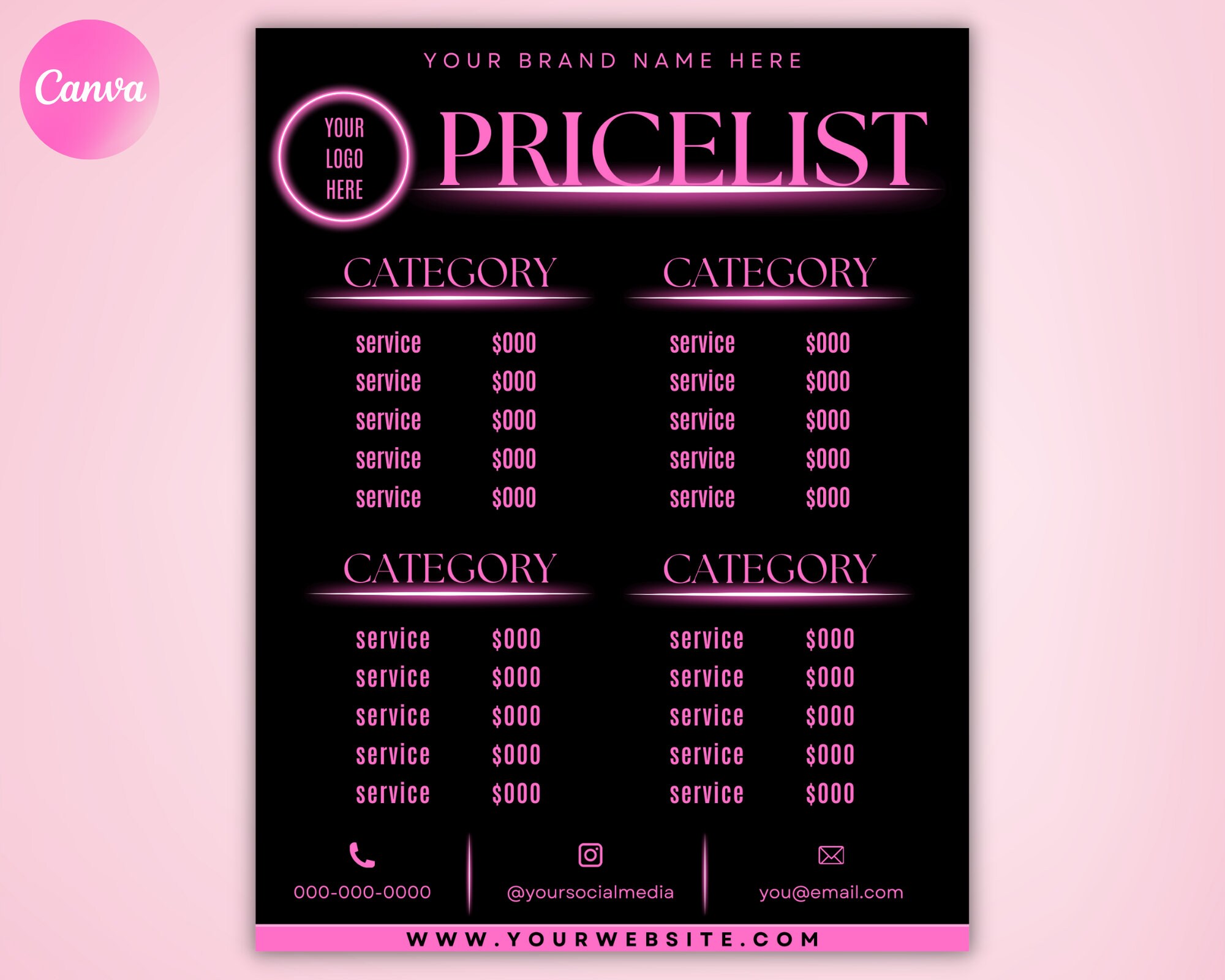 Price List Template, Price Sheet, Pricelist Flyer, Pricing Guide Sheet, Salon Business Flyer ...