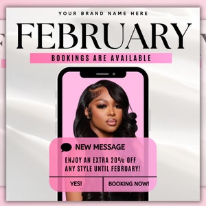 February Booking Flyer, February Book Now Appointments Available Flyer ...