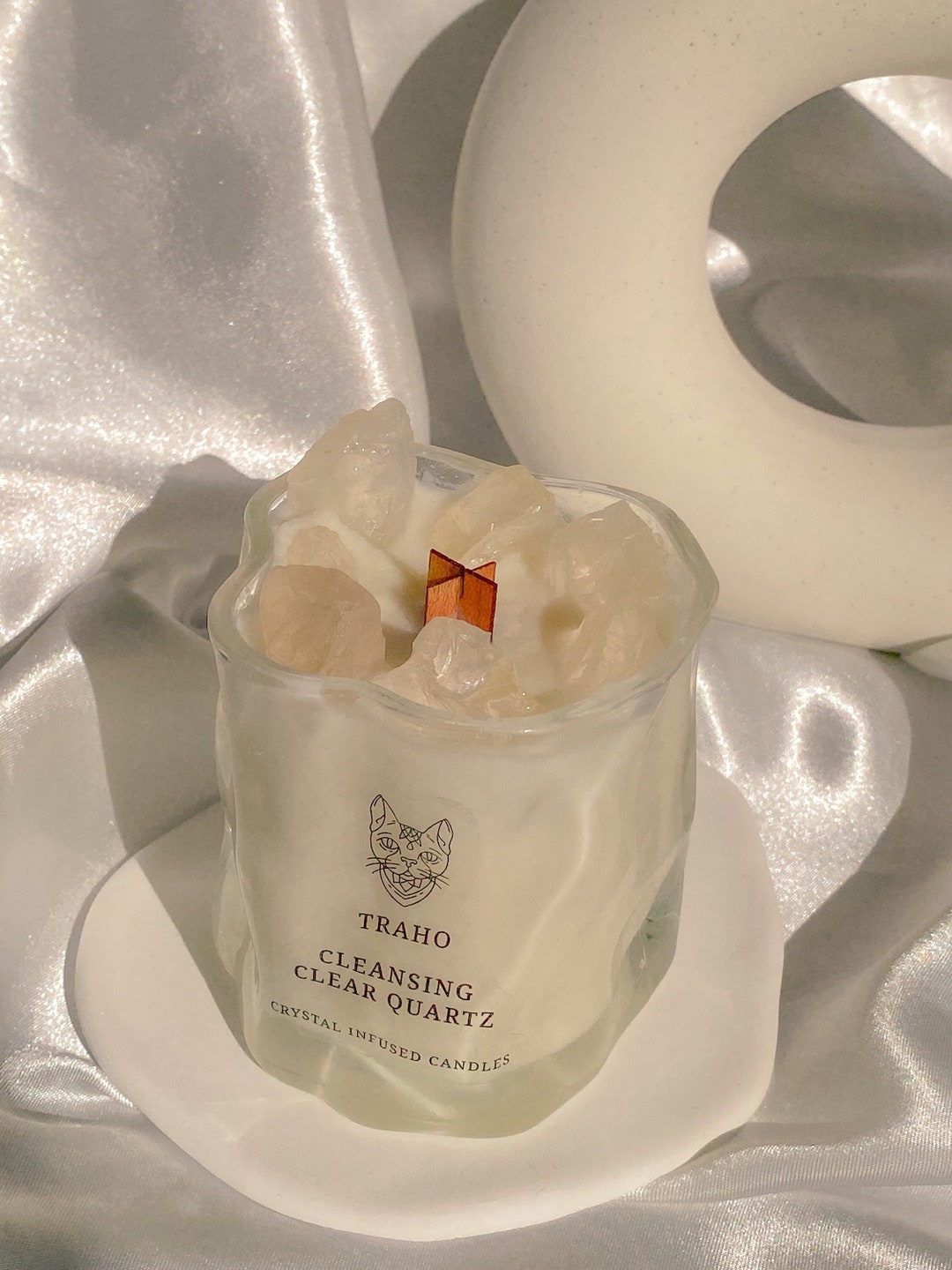 Traho Cleansing Clear Quartz Crystal Soy Wax Natural 7 OZ. Handmade ...