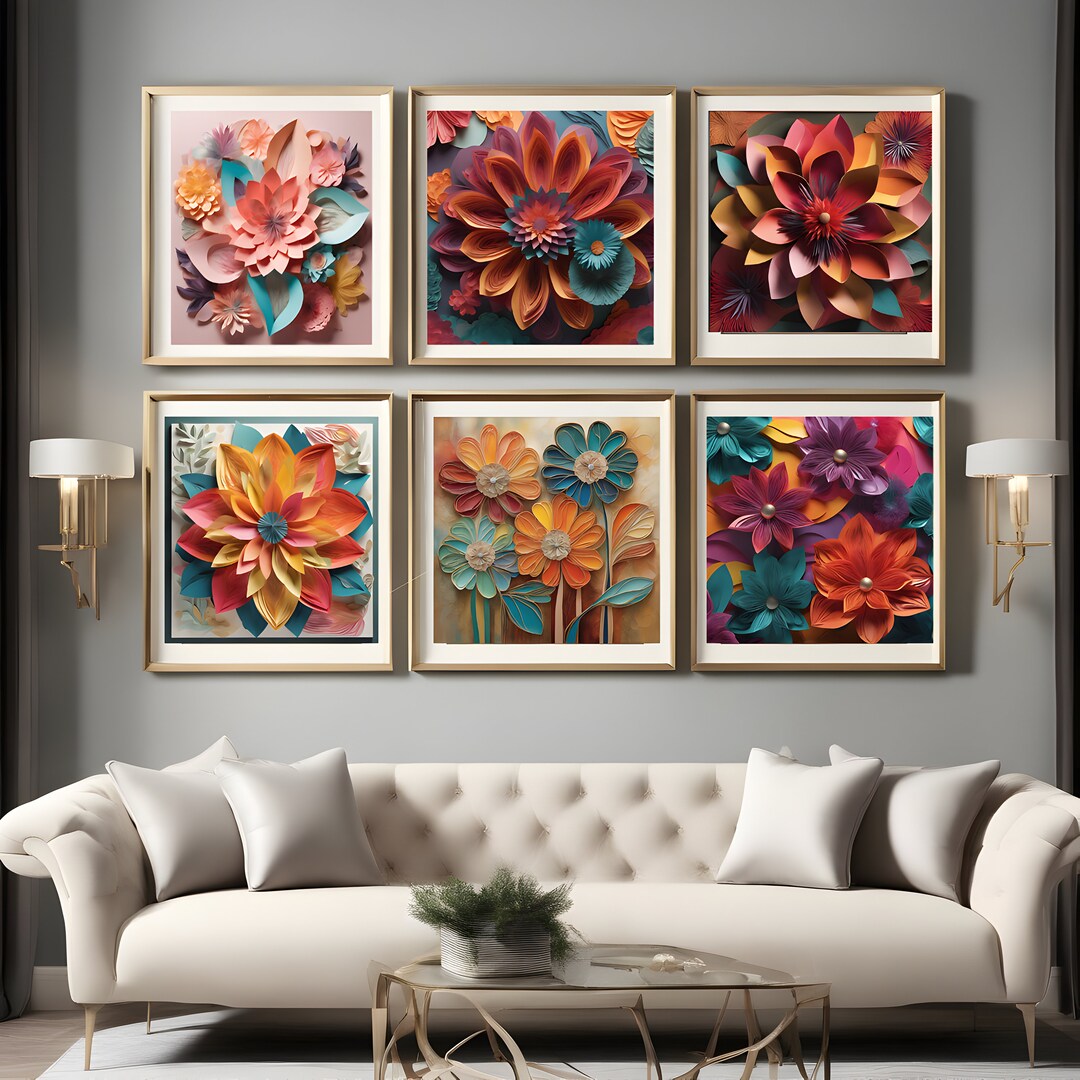 3D Flower Set X6 Botanical Artworks 3D Floral Decor X6 - Etsy