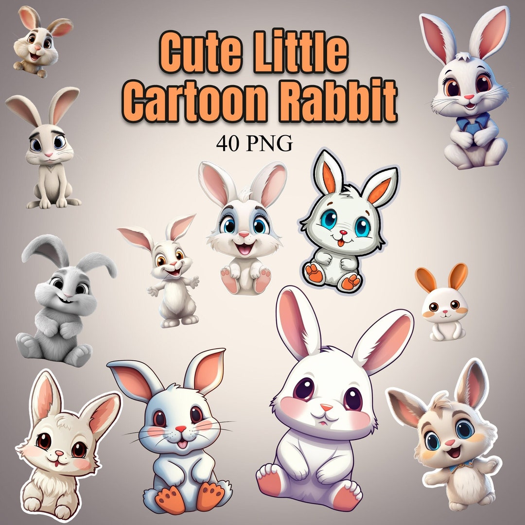 Funny Bunny Png Clipart 40 Png Cute Caricature Pets Quirky Rabbit ...