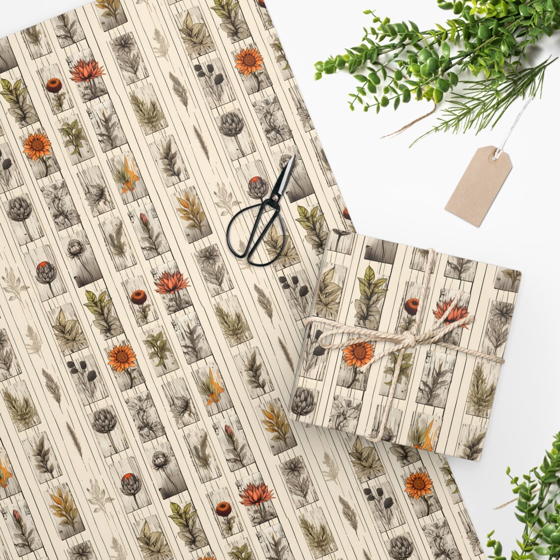 Vintage-inspired Botanical Wrapping Paper Sheets Garden Gift Wrap - Etsy