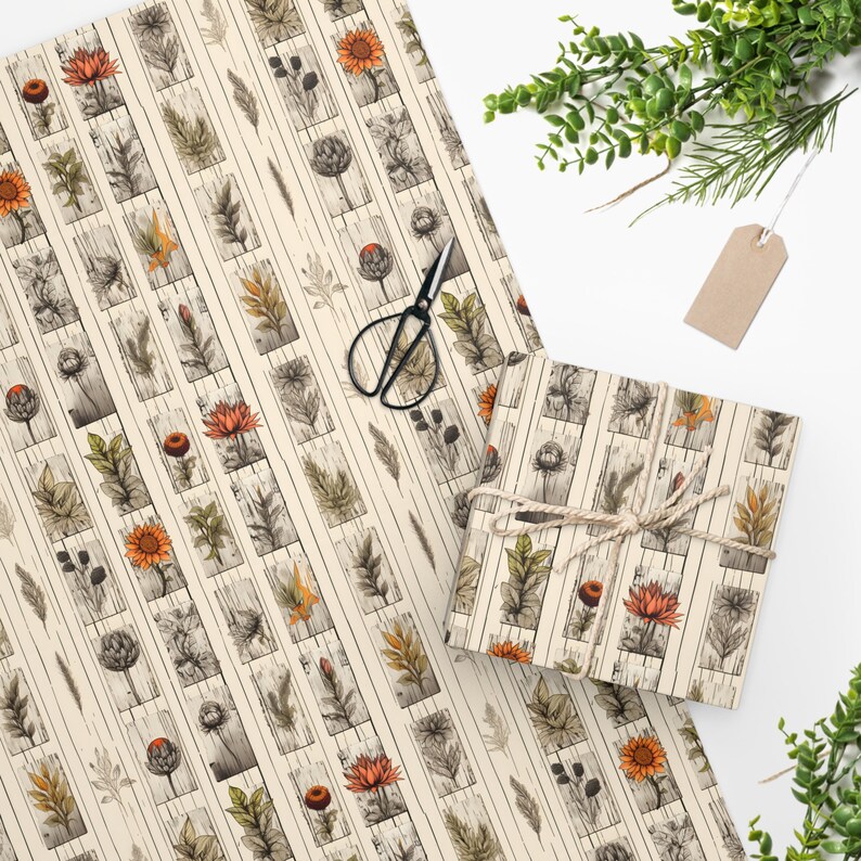 Vintage-inspired Botanical Wrapping Paper Sheets Garden Gift Wrap - Etsy