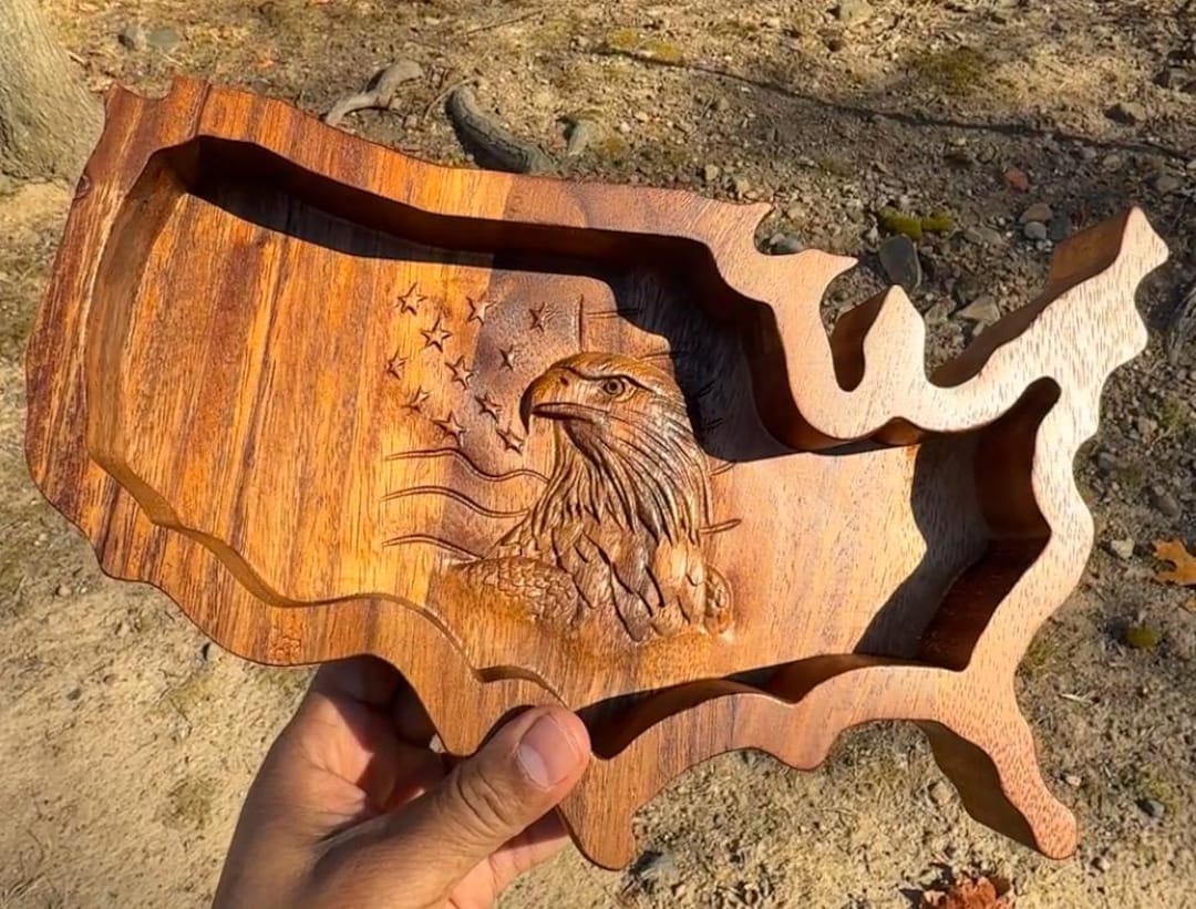 American Map-shaped Wooden Jewelry Tray, American Map Jewelry Tray, USA ...