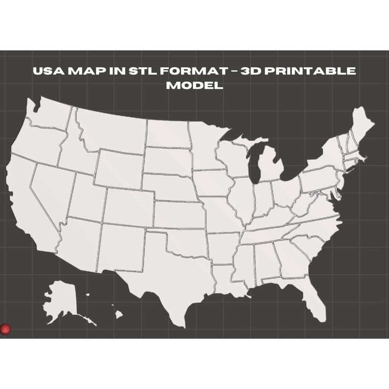 USA Map Digital Files - 3D Print & Laser Cut Detailed United States of ...