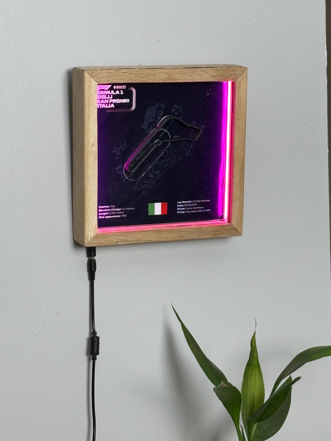 Monza 3D Race Track Poster With Neon Led Framed, Grand Prix Circuit ...