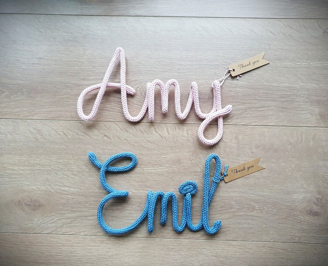 Personalized Wool Lettering, Nameplate, Door Sign, Knitted Name, Gift ...