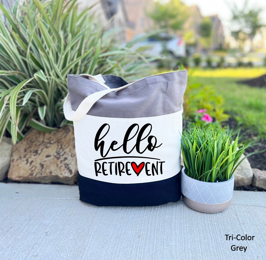 Hello Retirement Tote Bag, Retirement Gift Bag, Cute Retirement Bag ...