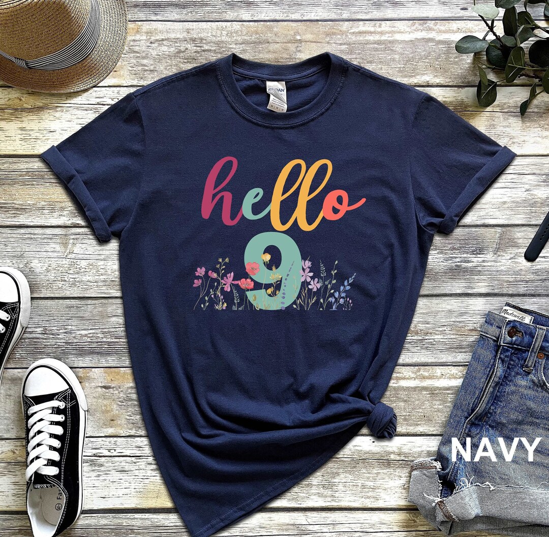 9th Birthday Shirt, 9th Birthday Gift, Hello 9 Shirt, 9th Birthday ...