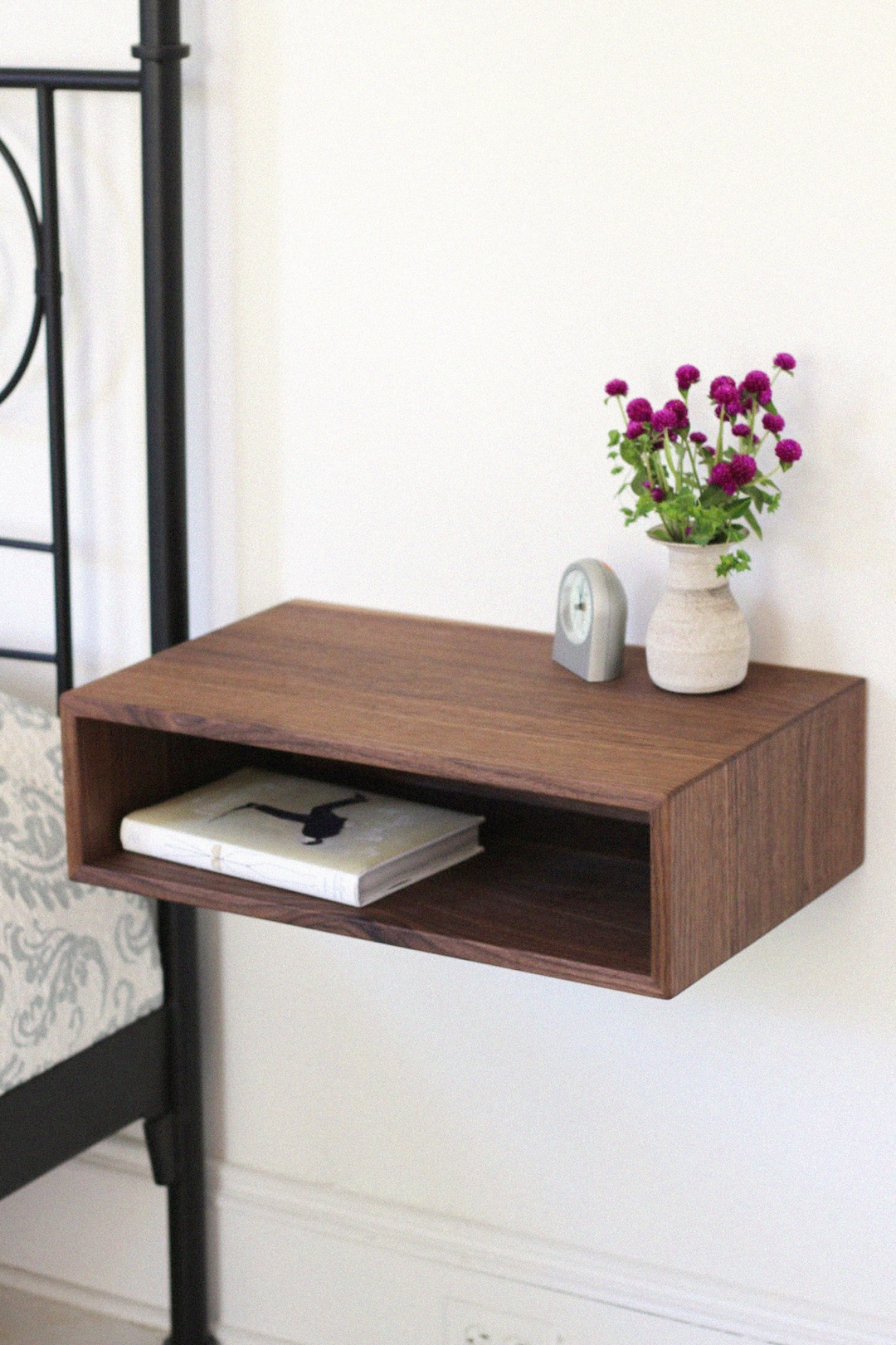 Floating Nightstand, Floating Bookshelf, Walnut Nightstand, Bedside ...