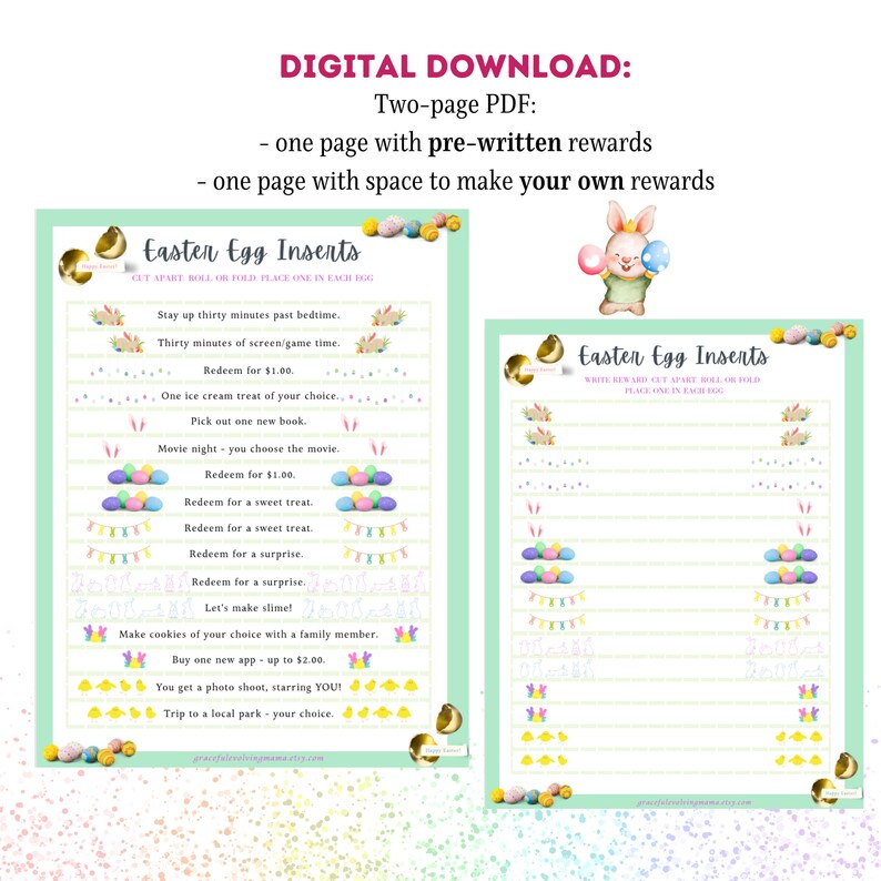 Printable Easter Egg Inserts | Easter Egg Reward Slips | Non-candy Egg ...