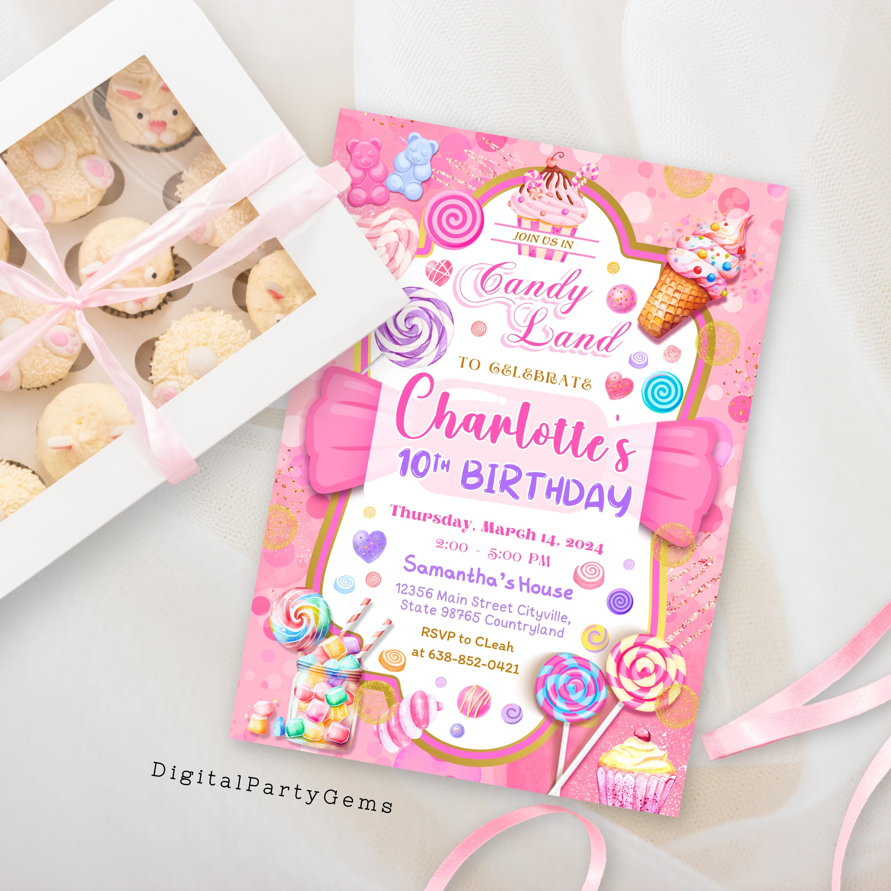 Candy Land Invitation Candy Shop Theme Party Invite Editable Sweet ...
