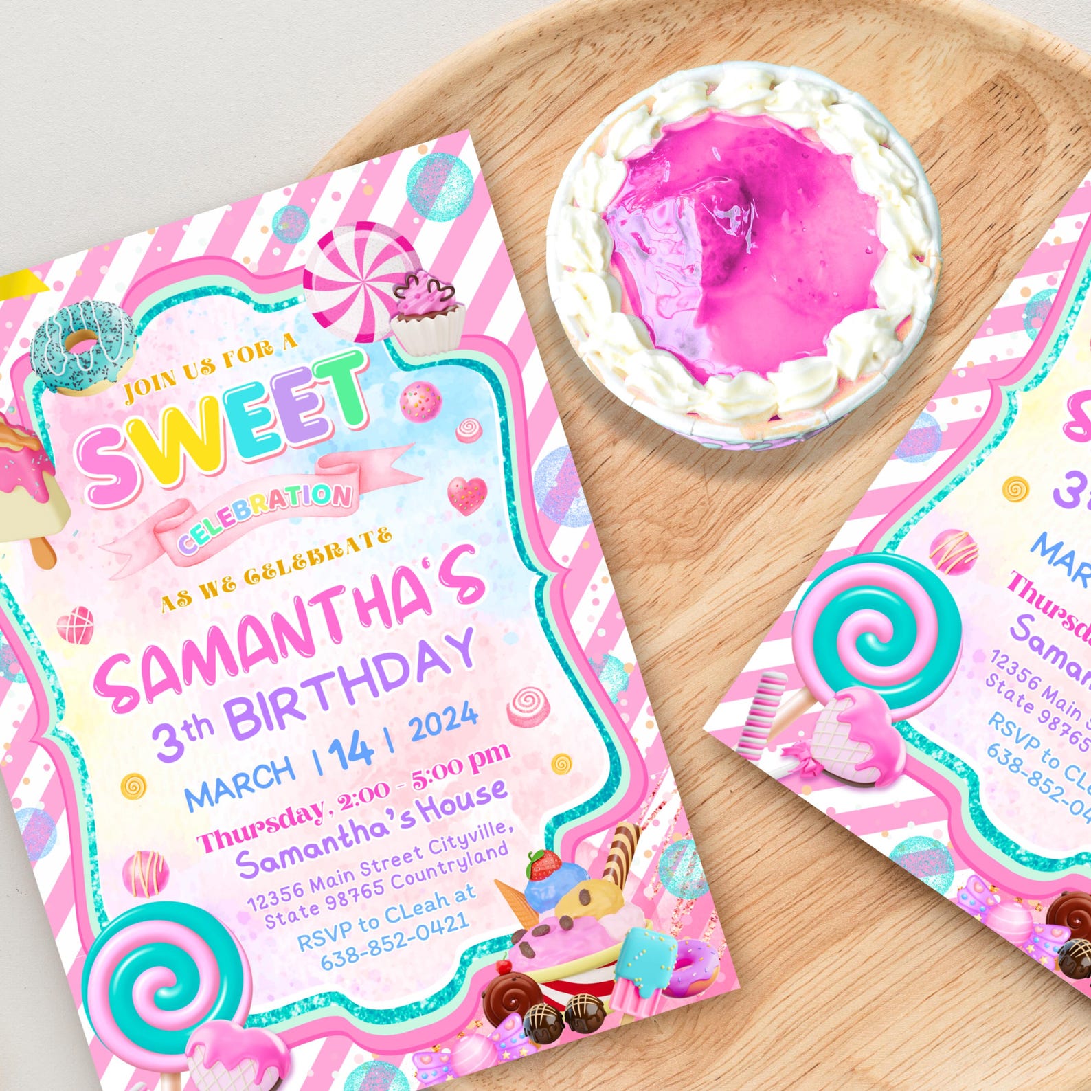Candy Land Sweet Birthday Invitation Candies Theme Party Invite ...
