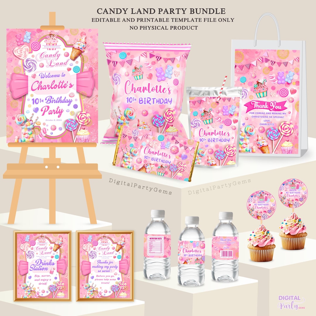 Candy Land Party Bundle Candy Land Welcome Signage Party Favor Label ...