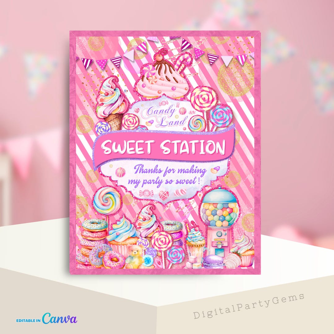 Candy Land Custom Signage Sweet Candies Shop Custom Poster Party ...