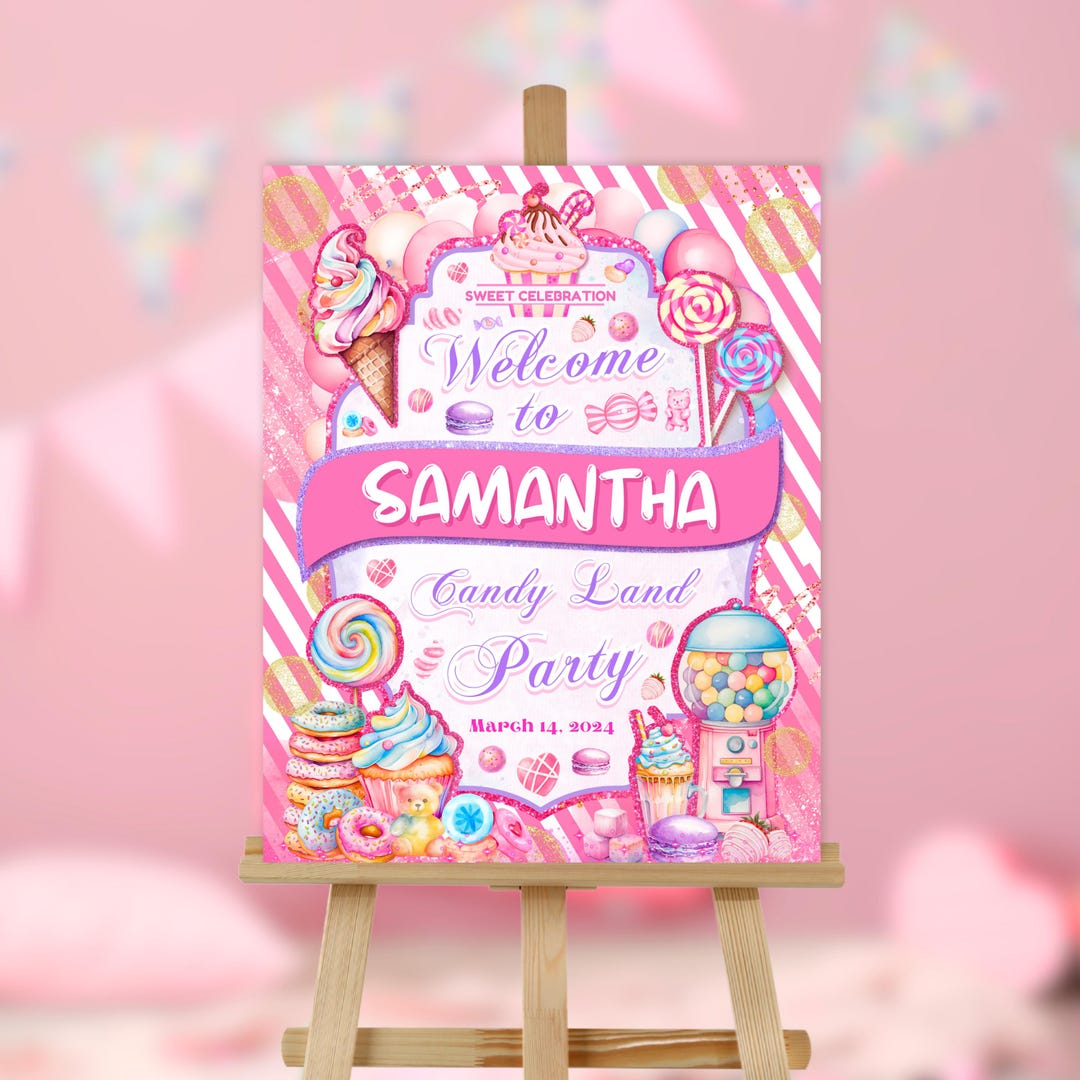 Candy Land Welcome Signage Sweet Candies Shop Welcome Poster Party ...