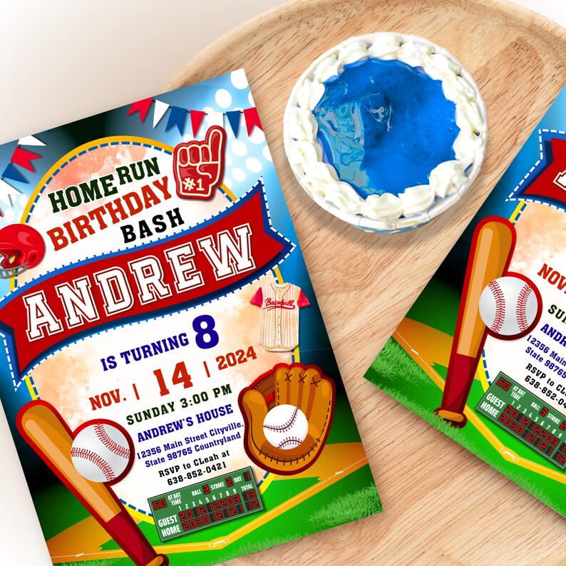 Baseball Birthday Invitation Baseball Theme Party Invite Editable ...