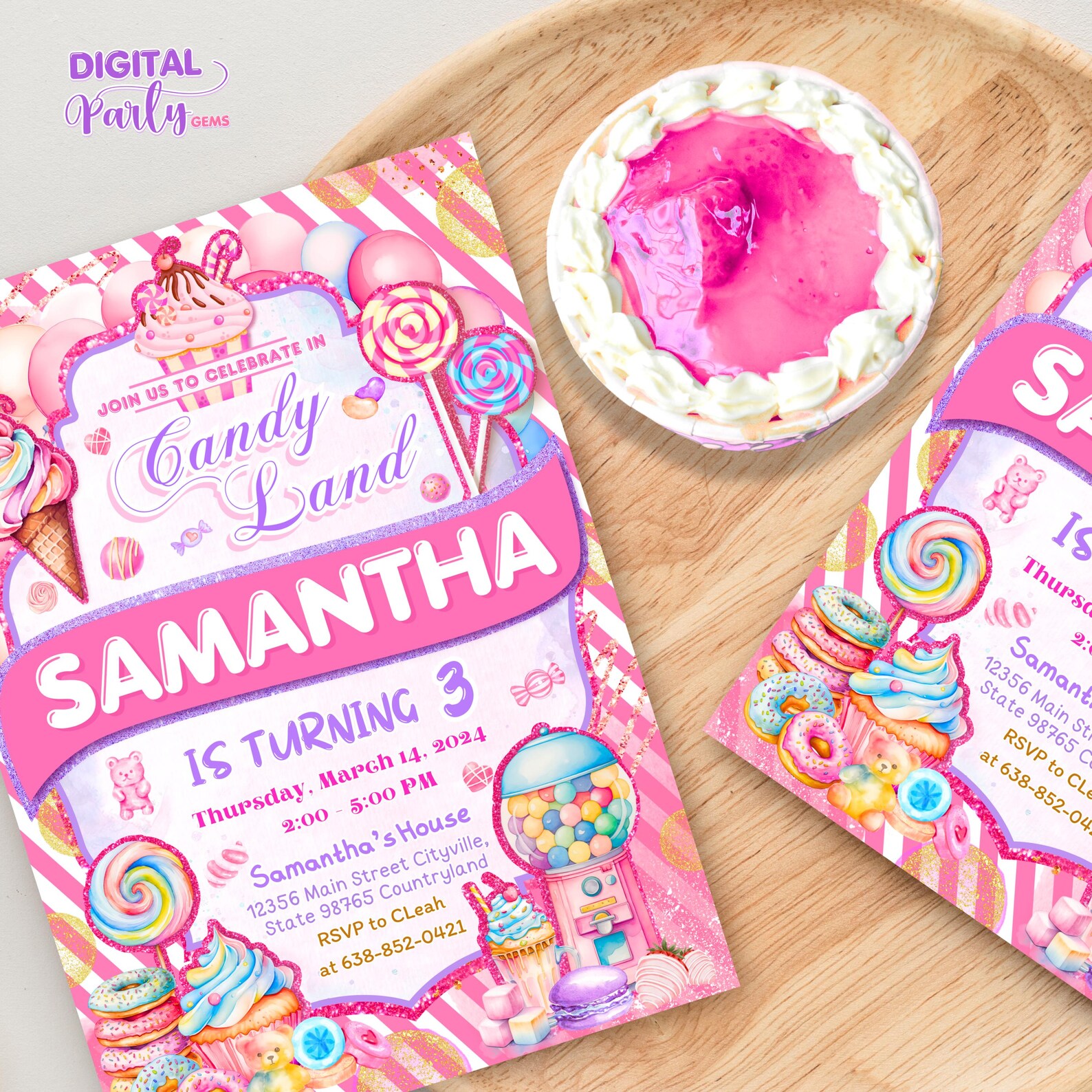 Candyland Birthday Invitation Sweet Candies Theme Party Invite ...