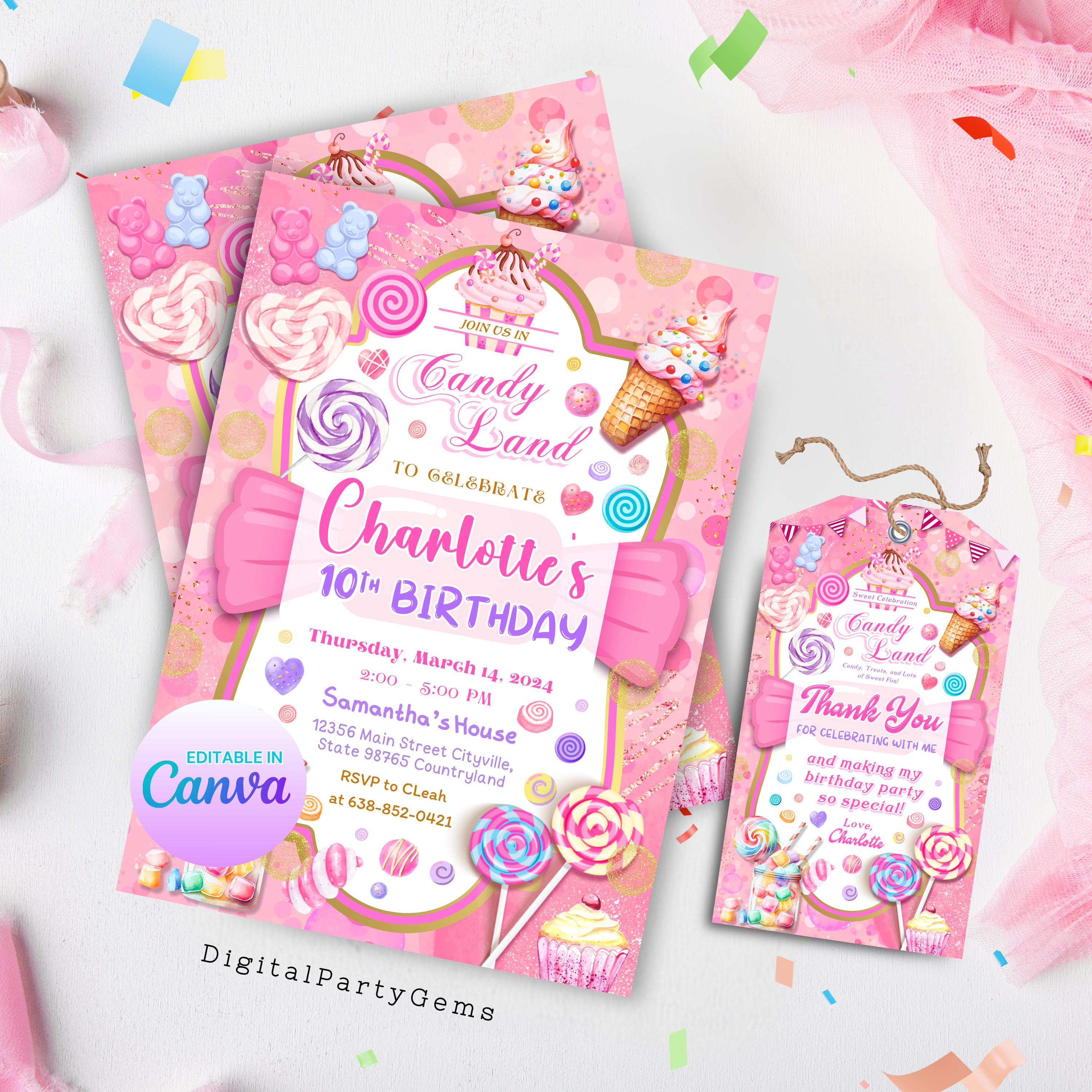 Candy Land Invitation Candy Shop Theme Party Invite Editable Sweet ...