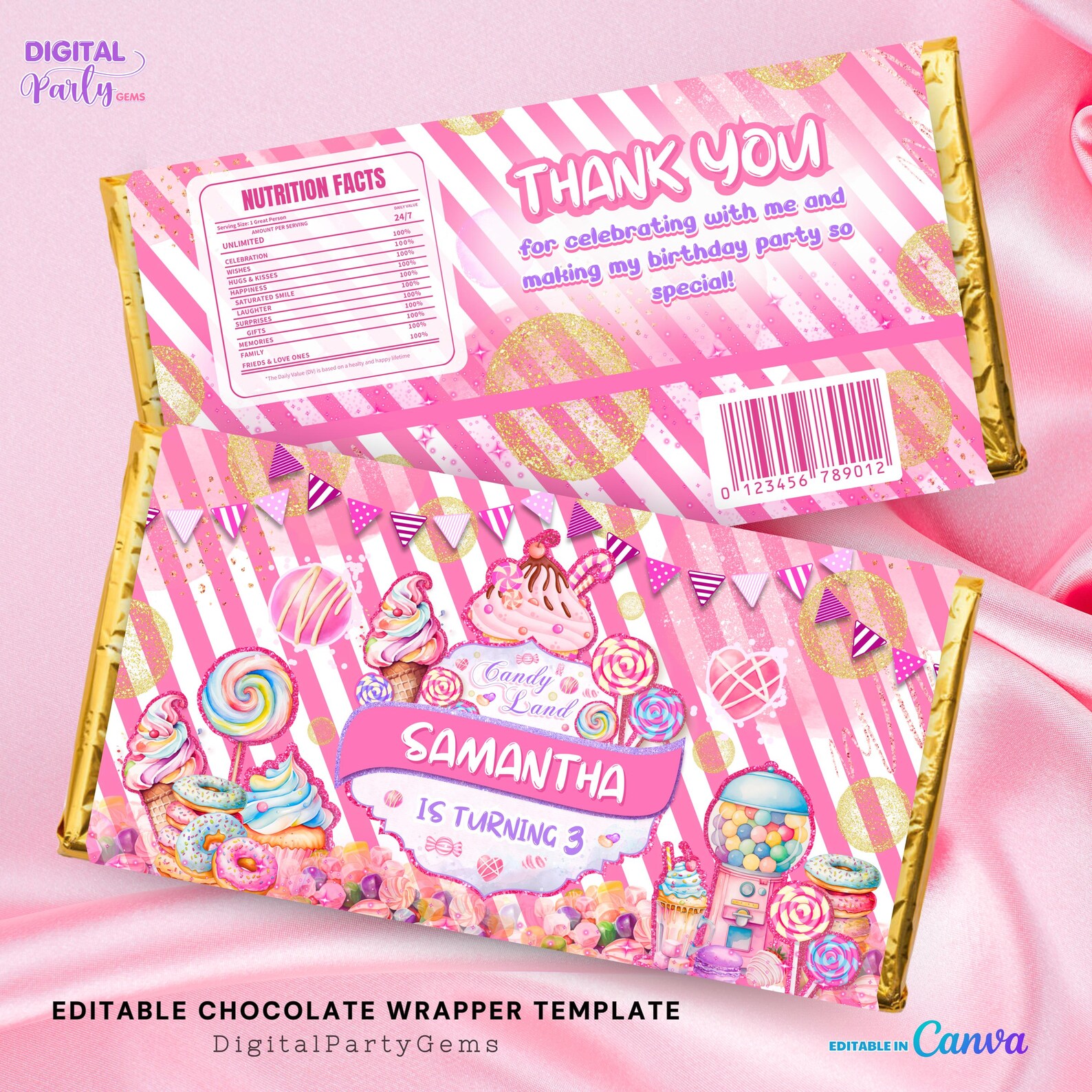 Sweets Candy Birthday Party Bundle Template Sweets Party Favor Labels ...