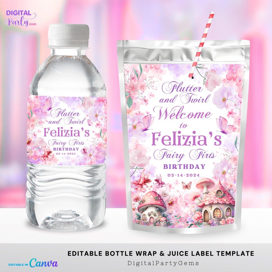Pixie Fairy Bottle Wrapper and Juice Label Magical Whimsical Enchanted ...