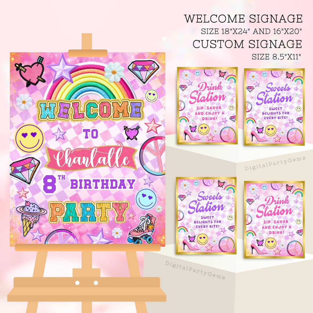 Patch Letter Welcome Signage With Custom Sign Preppy Theme Editable ...