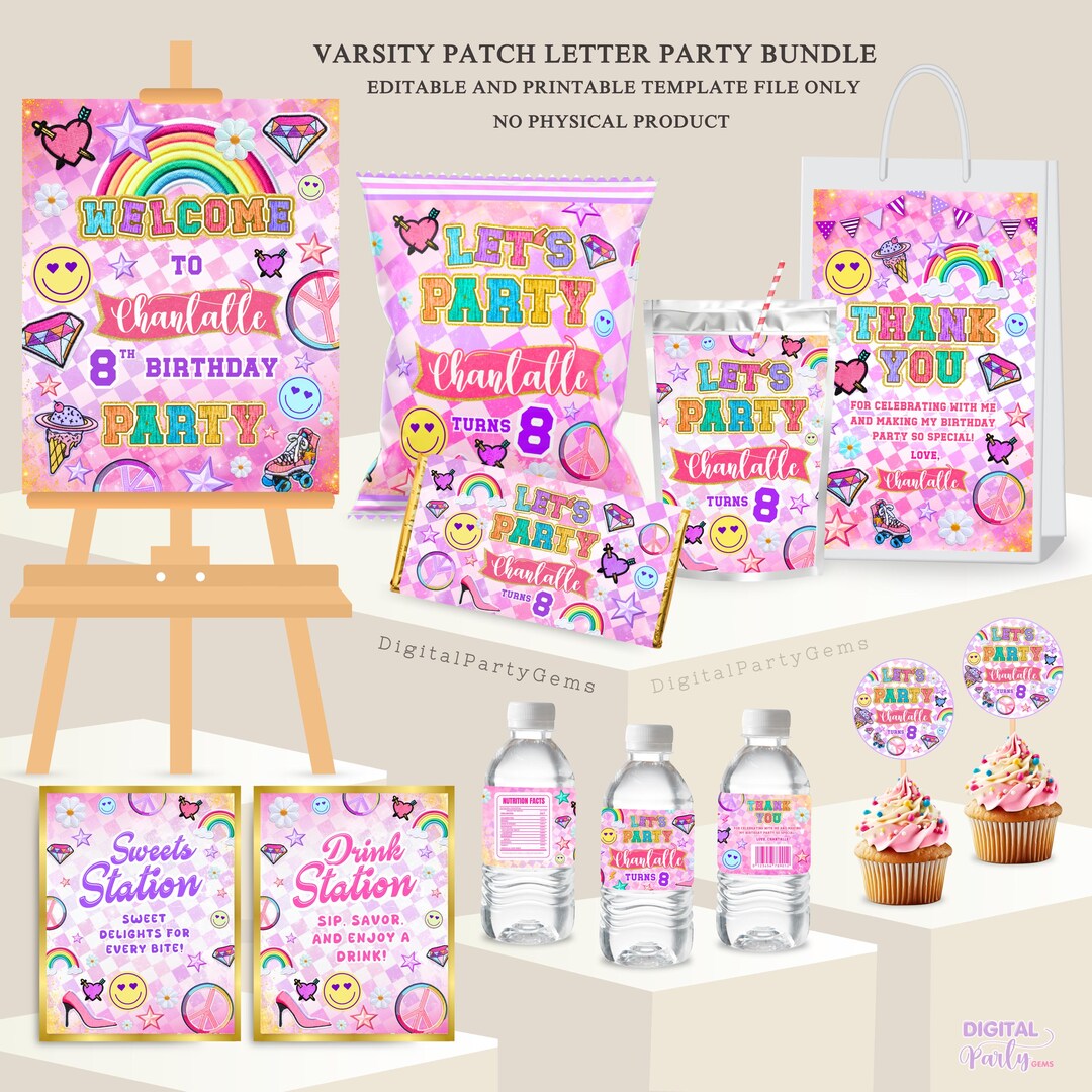 Varsity Patch Letter Party Bundle Welcome Signage Party Favor Label ...