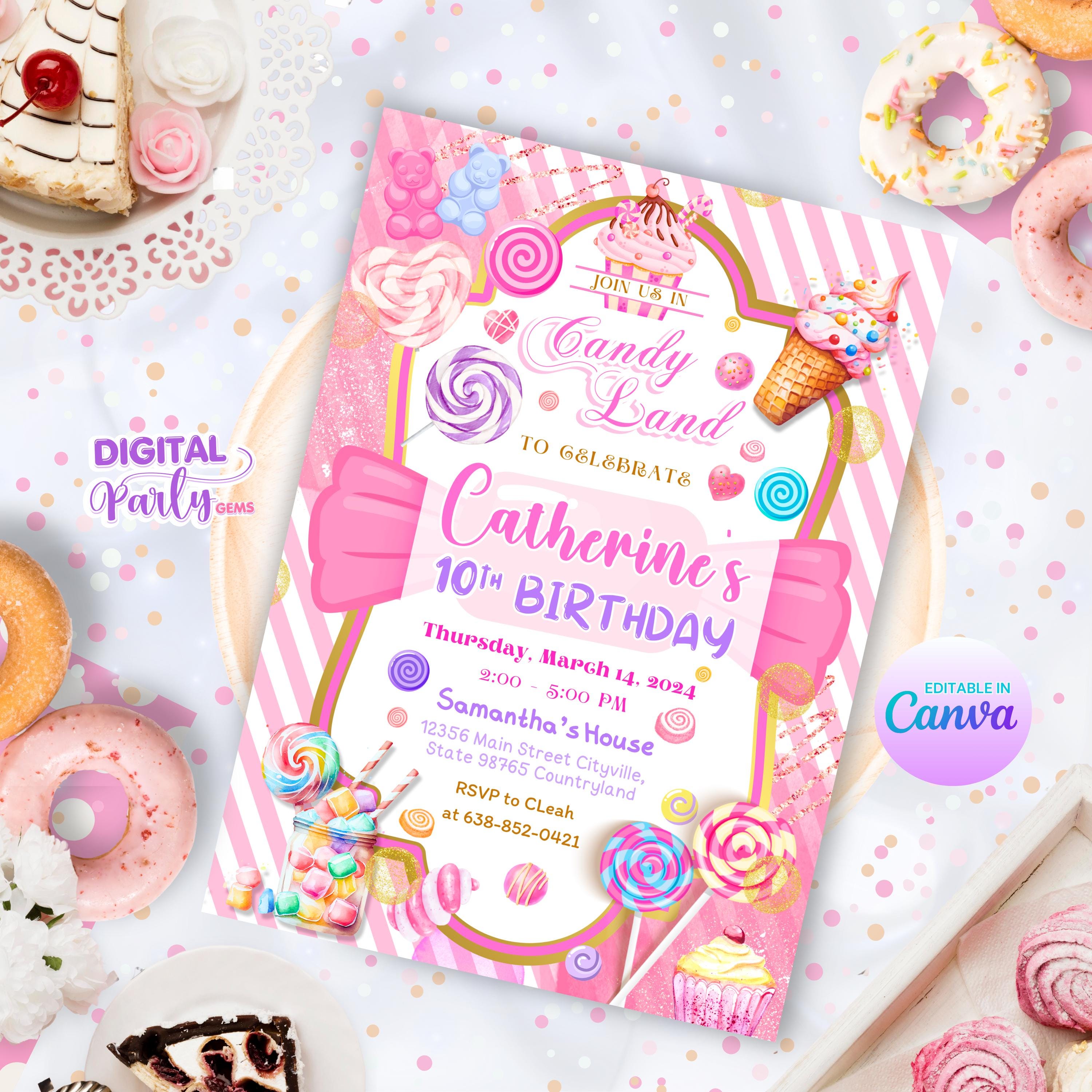 Candy Land Birthday Invitation Sweets Candies Celebration Candy Land ...